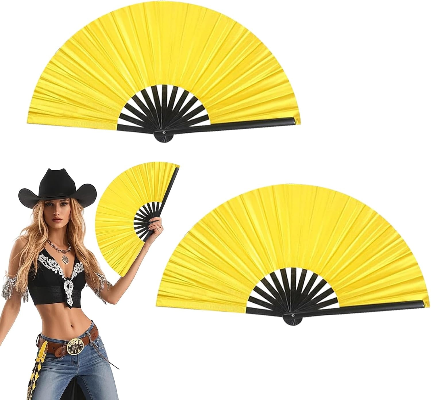 Boots on The Ground Fan, Large Folding Hand Fan Line Dance Popping Fan ...
