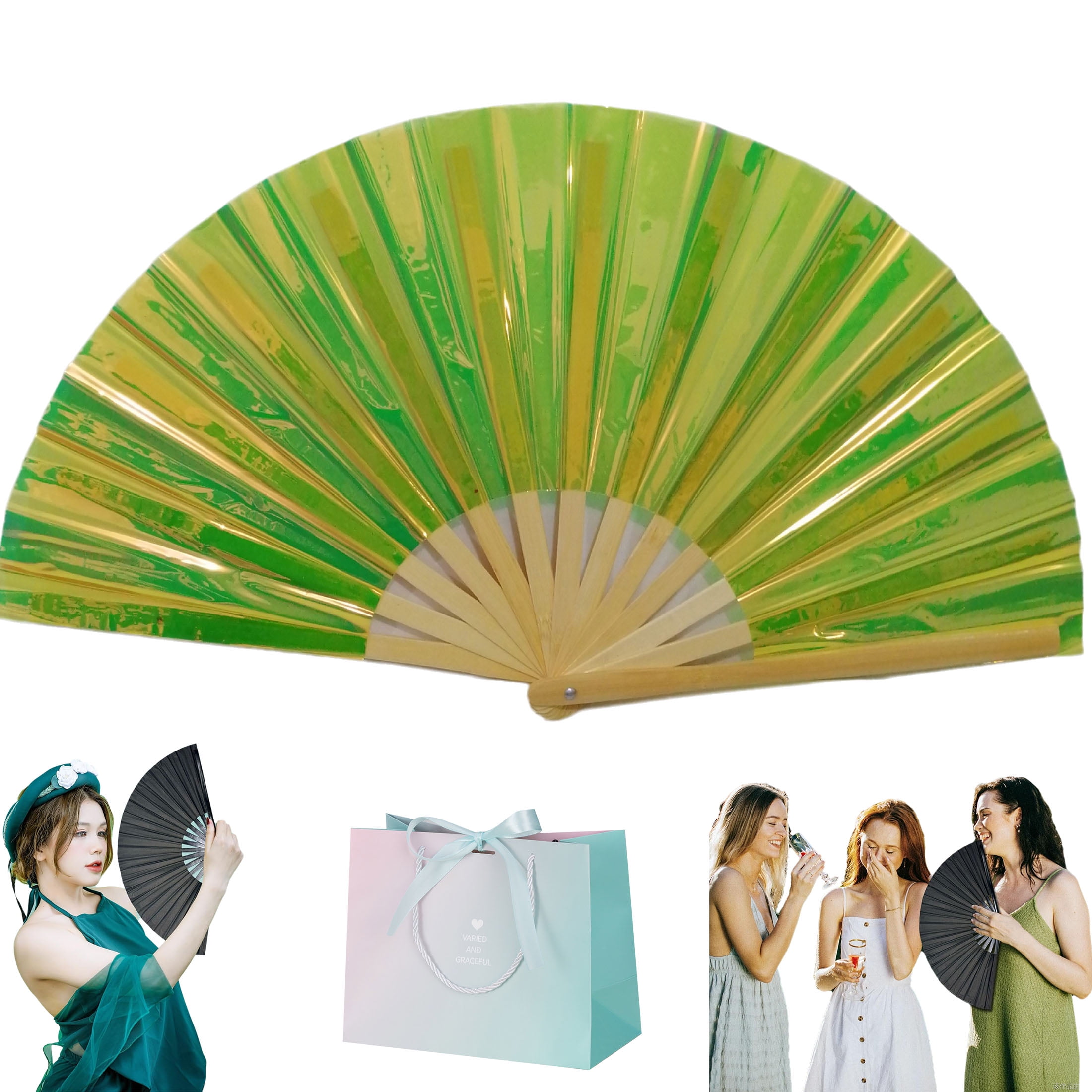 Boots on The Ground Fan,Large Holographic Folding Hand Fan, Clap Fans ...