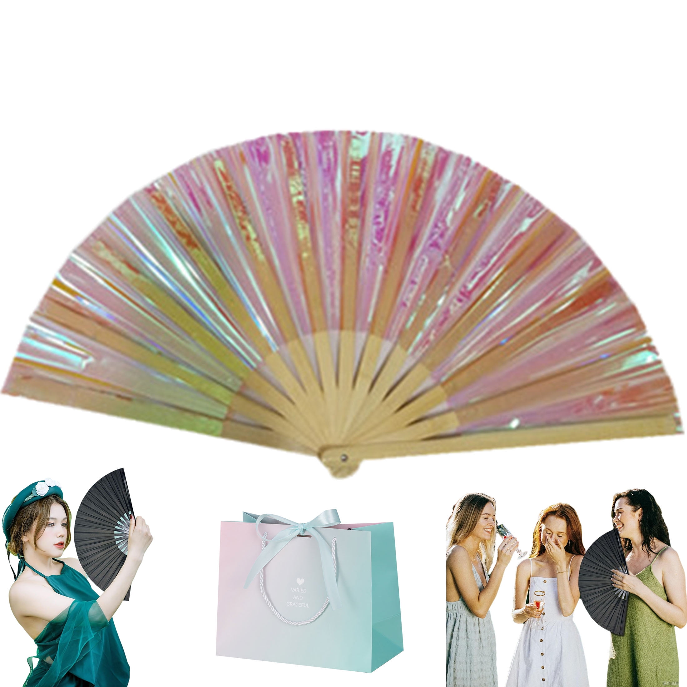 Boots on The Ground Fan,Large Holographic Folding Hand Fan, Clap Fans ...