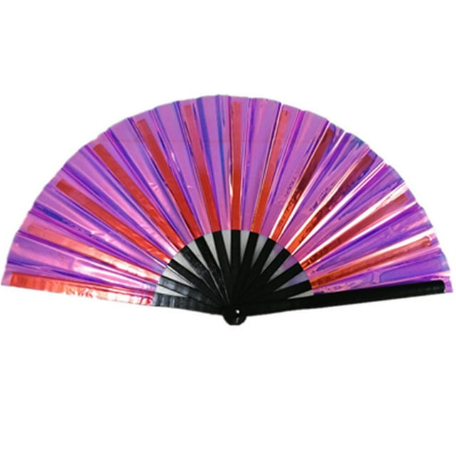 Boots On the Ground Fan, Large Holographic Folding Hand Fan Iridescent ...