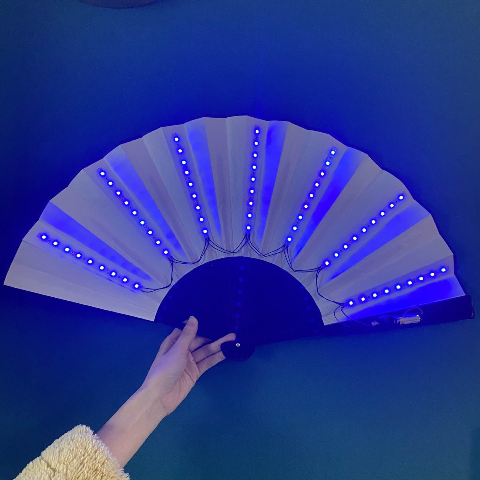 Boots On The Ground Fan With Led Large Holographic Folding Hand Fan ...