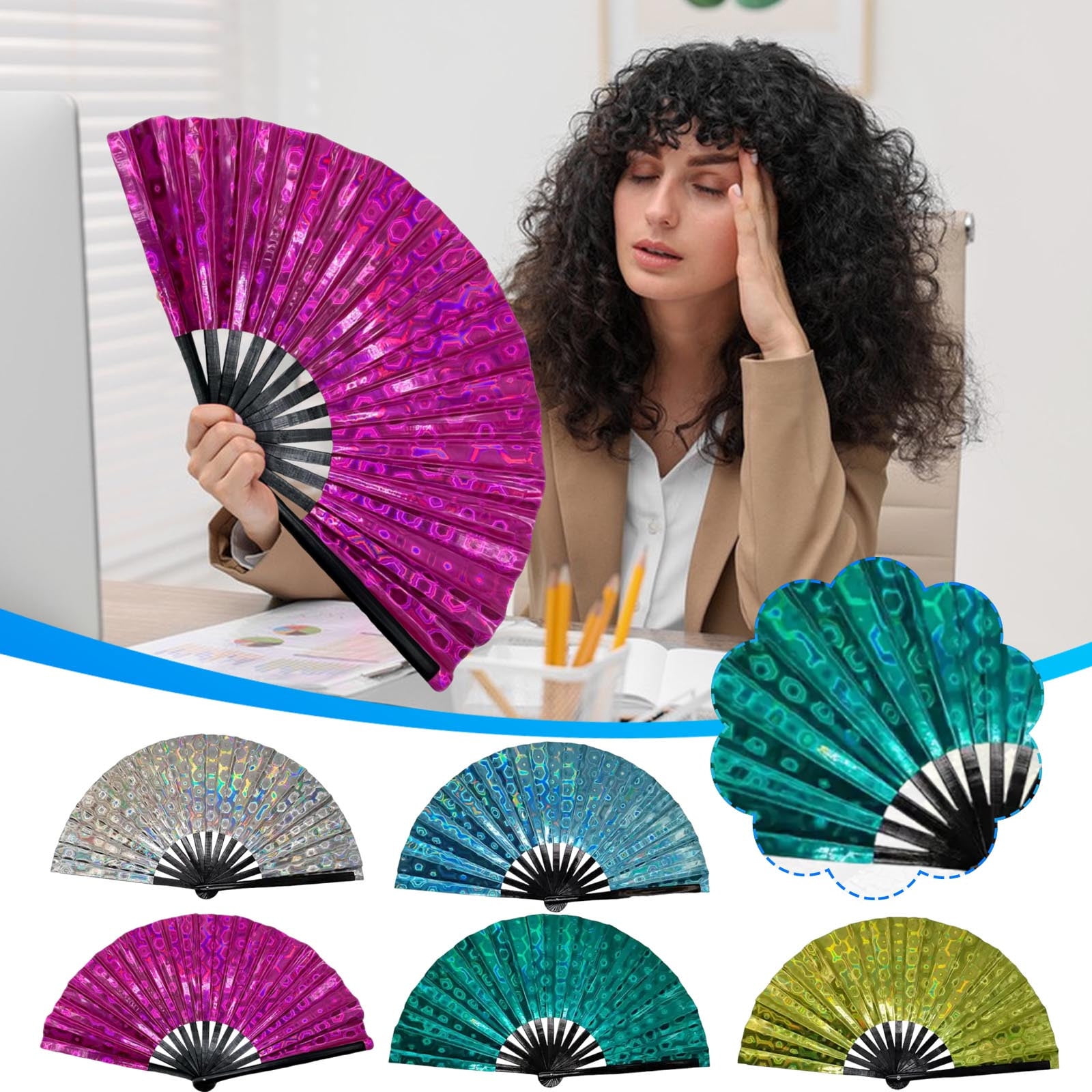 Boots on The Ground Hand Fan, Clap Fans for Line Dancing, Large Holographic Folding Hand Fan ...