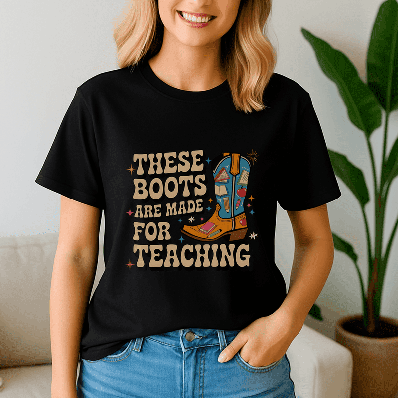 These Boots Are Made For Teaching School TShirt, Cowboy Teacher Shirt ...
