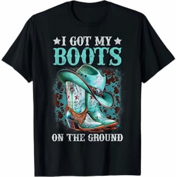 Boots On The Ground Cowboy Hat Rodeo T-Shirt - Walmart.com