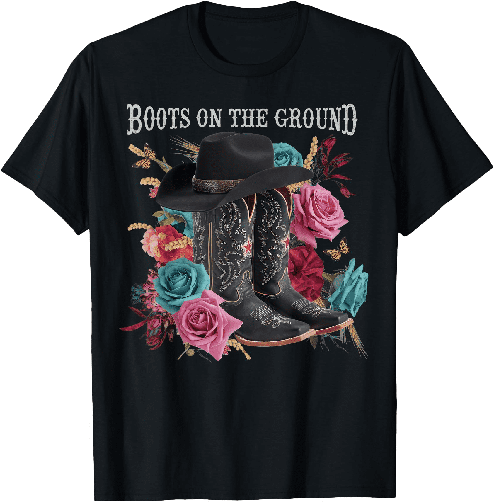 Boots On The Ground, Cowgirl Linedance, Boot Cowboy Western T-Shirt ...