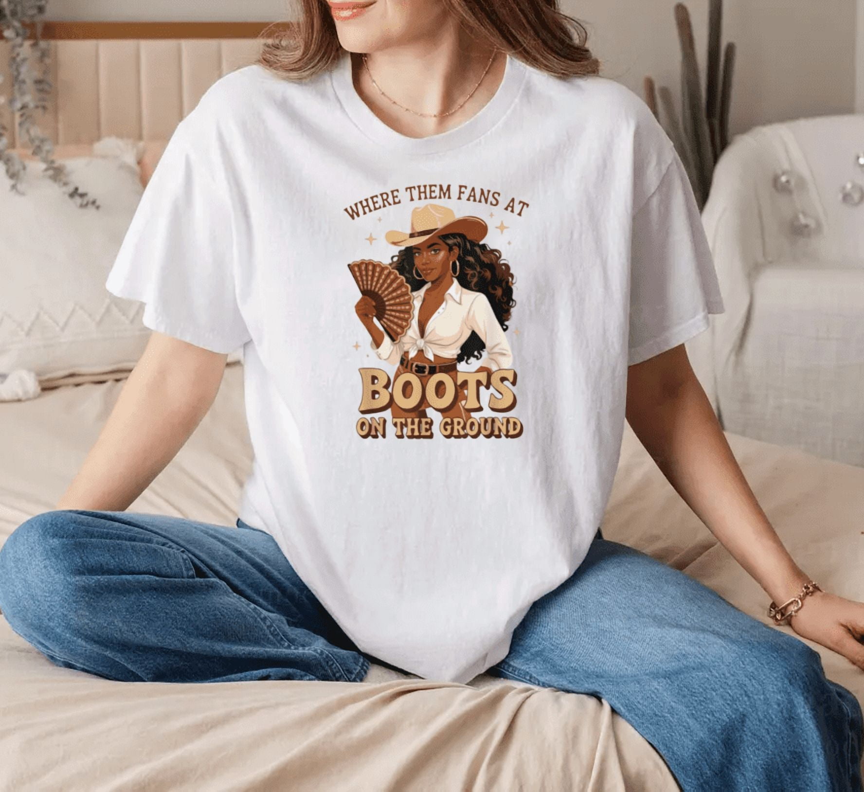 Boots On The Ground Cowgirl Rodeo Western Pride Graphic Art Unisex T ...