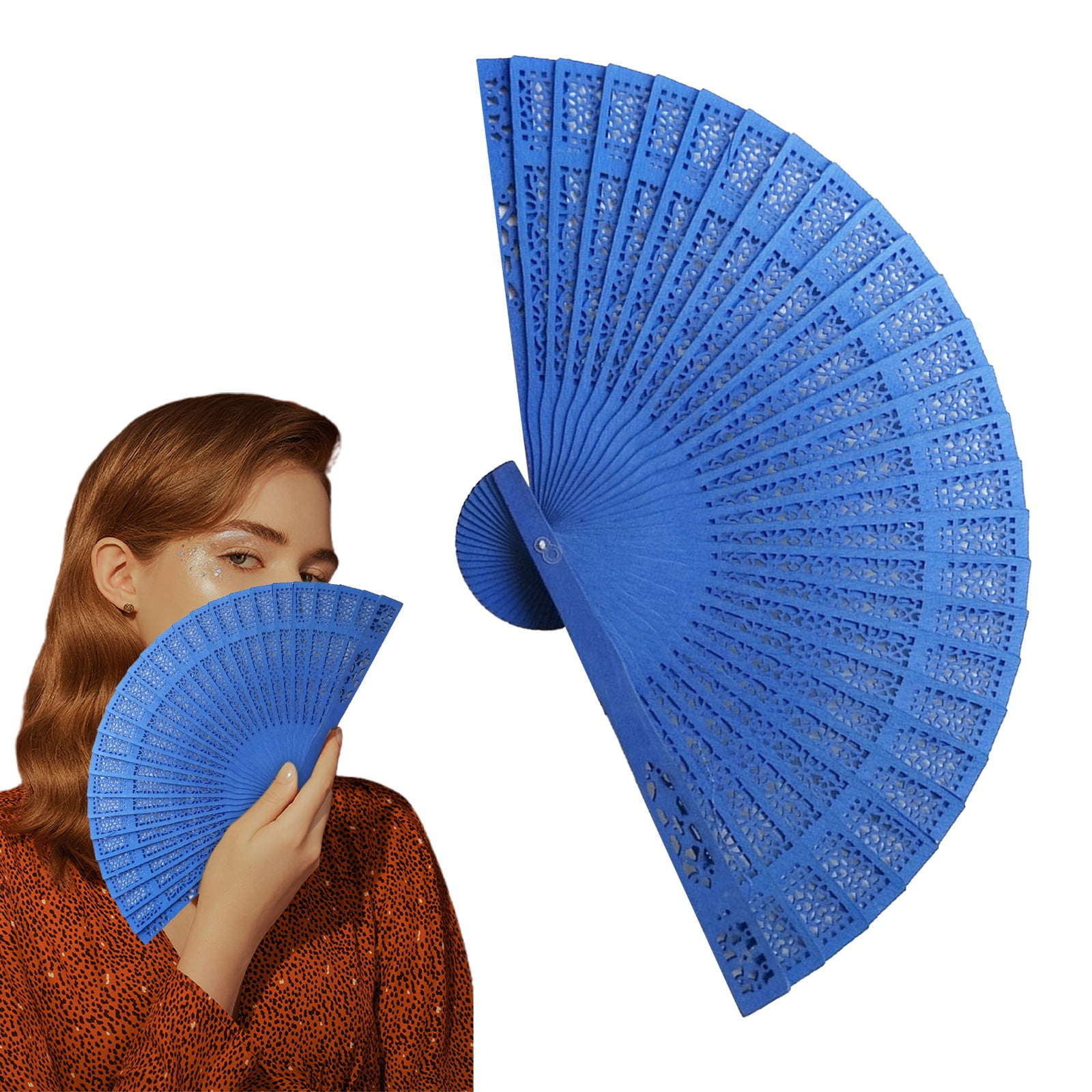 Bamboo Folding Fan Set Colorful Floral Wooden Hand Fan Candy Colored ...