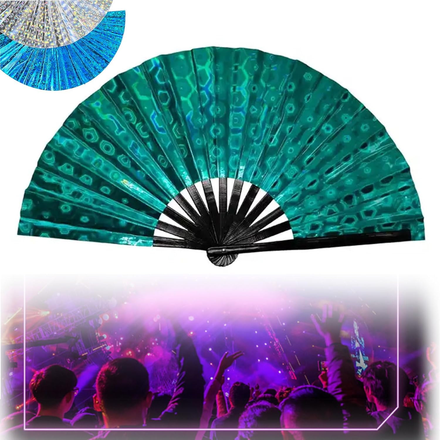Boots On The Ground Fan,Large Holographic Folding Hand Fan Iridescent ...