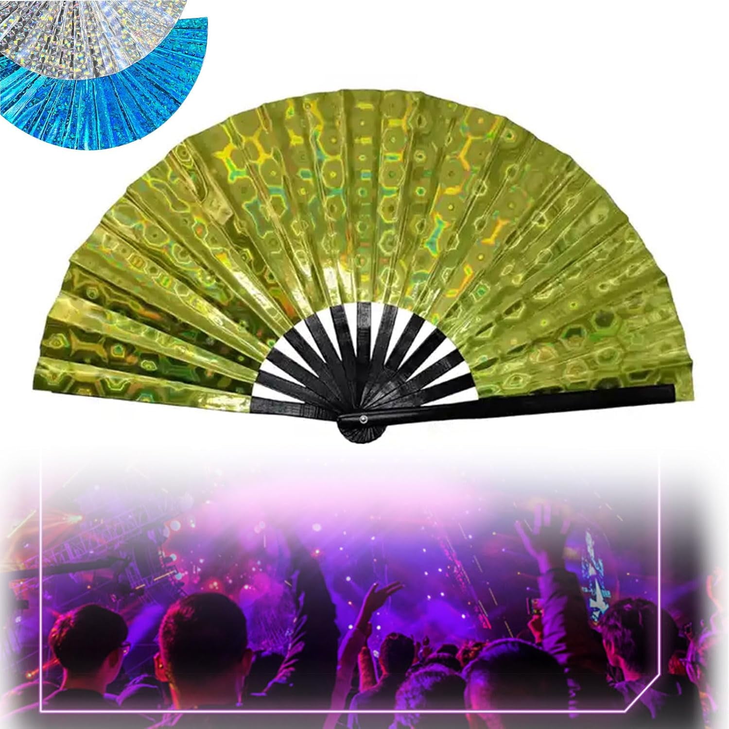 Boots On The Ground Fan,Large Holographic Folding Hand Fan Iridescent ...