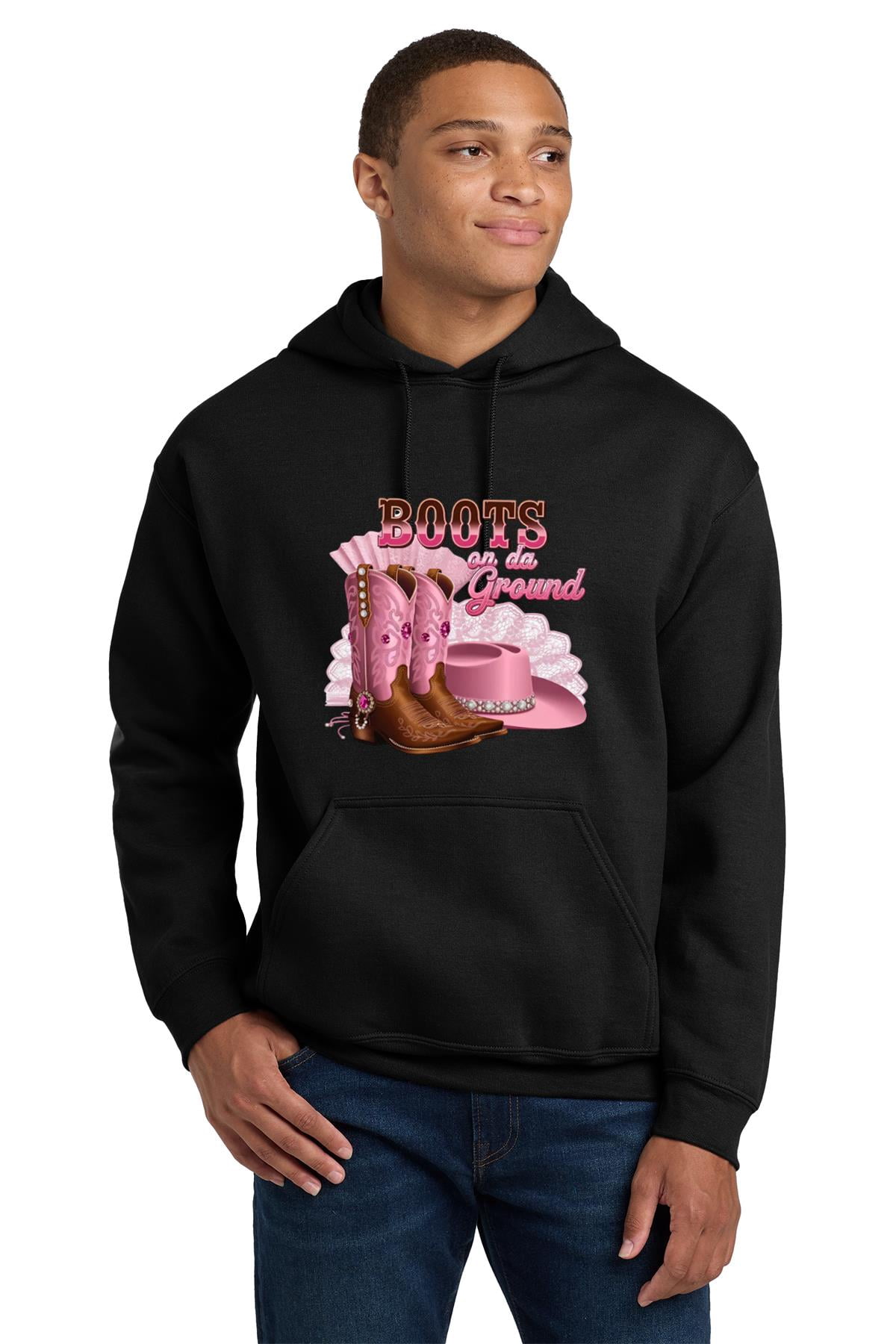 Boots On The Ground Pink Cowboy Boots Hoodie, for men & women, up to ...