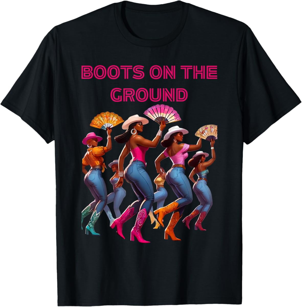 Boots On The Ground Line Dancing Queens Black Group Dance T-Shirt ...