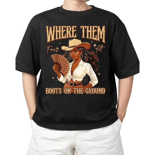 Boots On The Ground Shirt Where Them Fans At Black Cowgirl T-Shirt ...