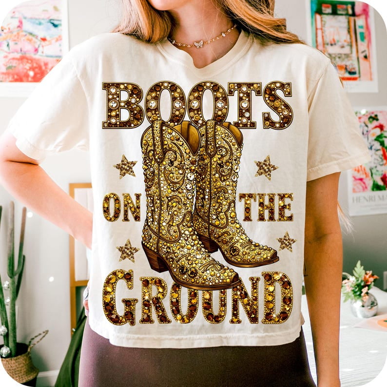 Boots On The Ground T-Shirt, Western Cowboy Cowgirl Boots Tee, Country ...