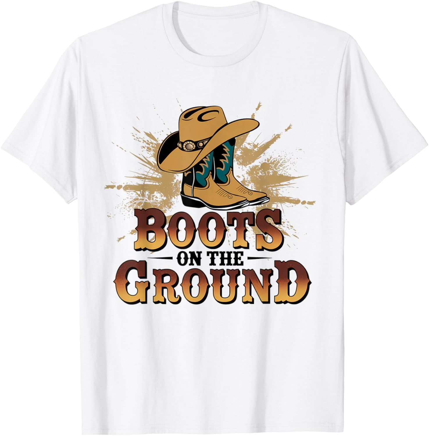 Boots On The Ground Western Cowboy Rodeo Country T-Shirt Tops Tee ...