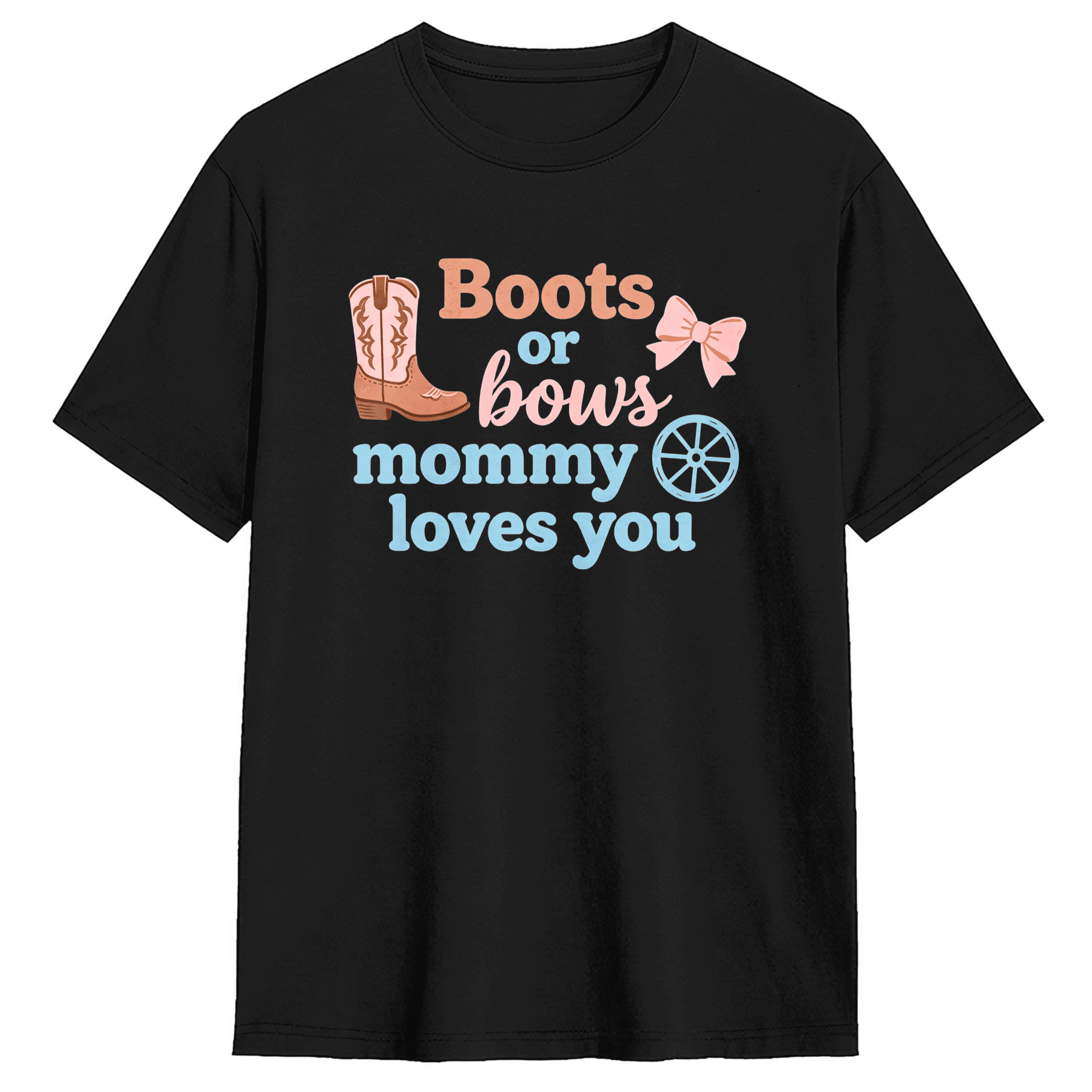 Boots Or Bows Mommy Love Design Vintage Graphic Tee for Women, Fun Mom ...
