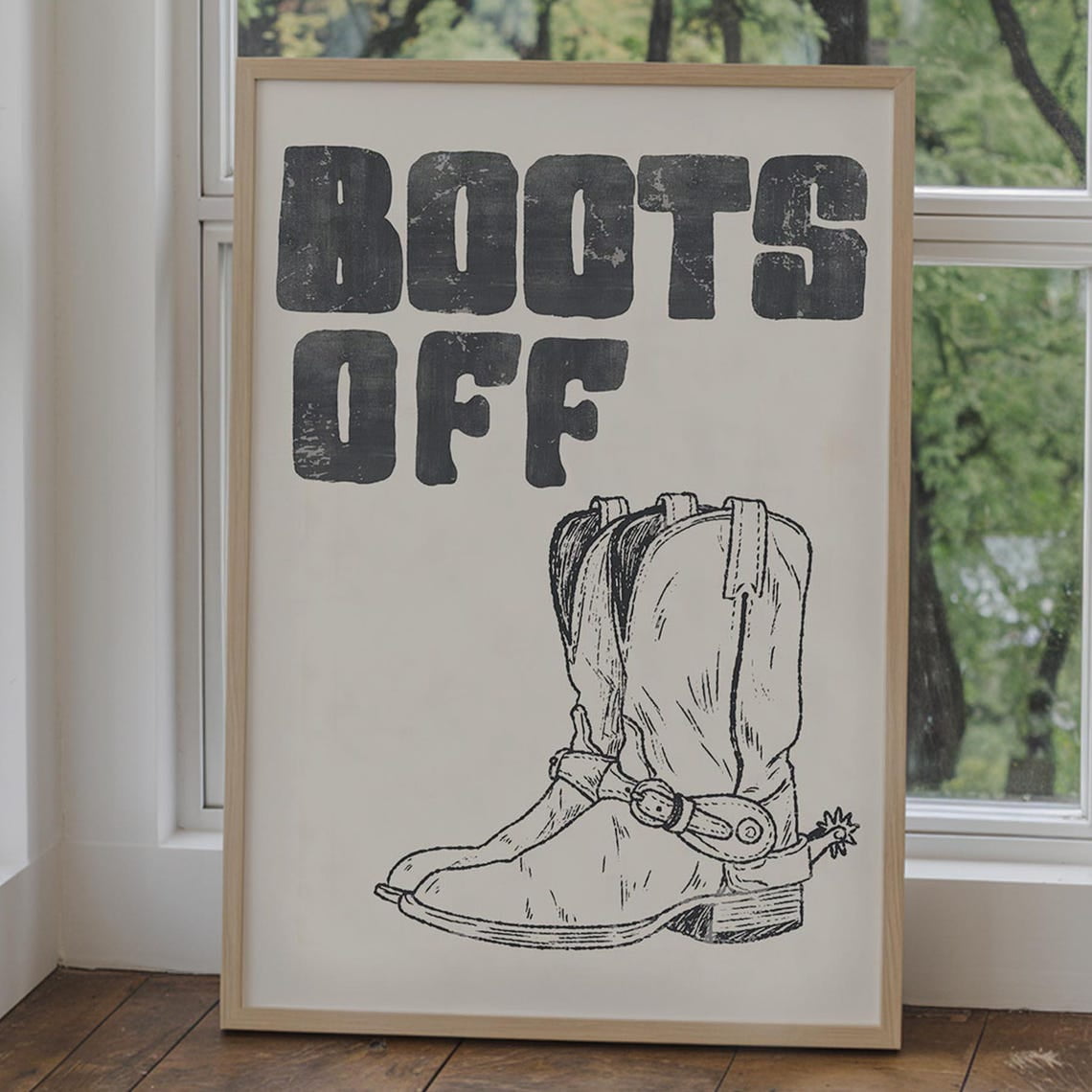 Boots Off Poster - Rustic Western Wall Art Vintage Black Boot Print ...