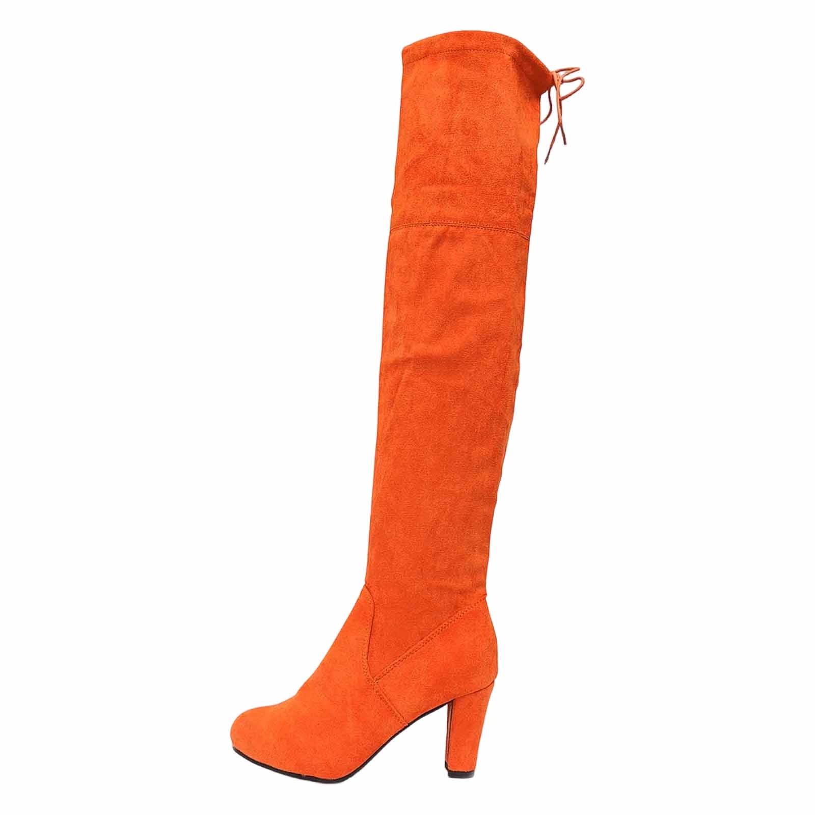 Boots for Women, Over The Knee Boots with Block Heel and Round Toe ...