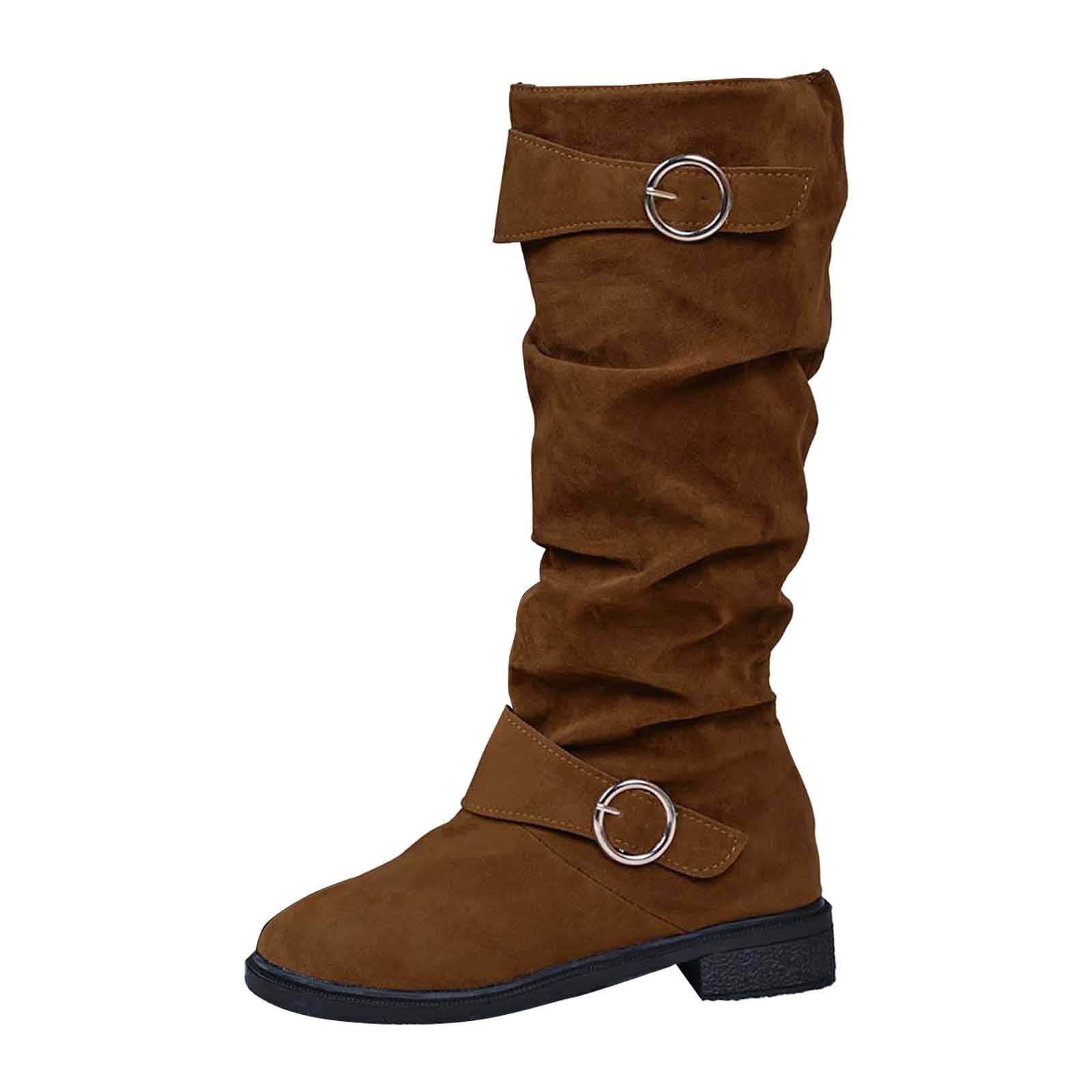 Boots for Women,Stylish Mid Calf Boots with Elegant Buckle Detail ...