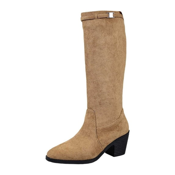 Boots for Women,Stylish Women Mid Calf Boots With Decorative Buckle ...