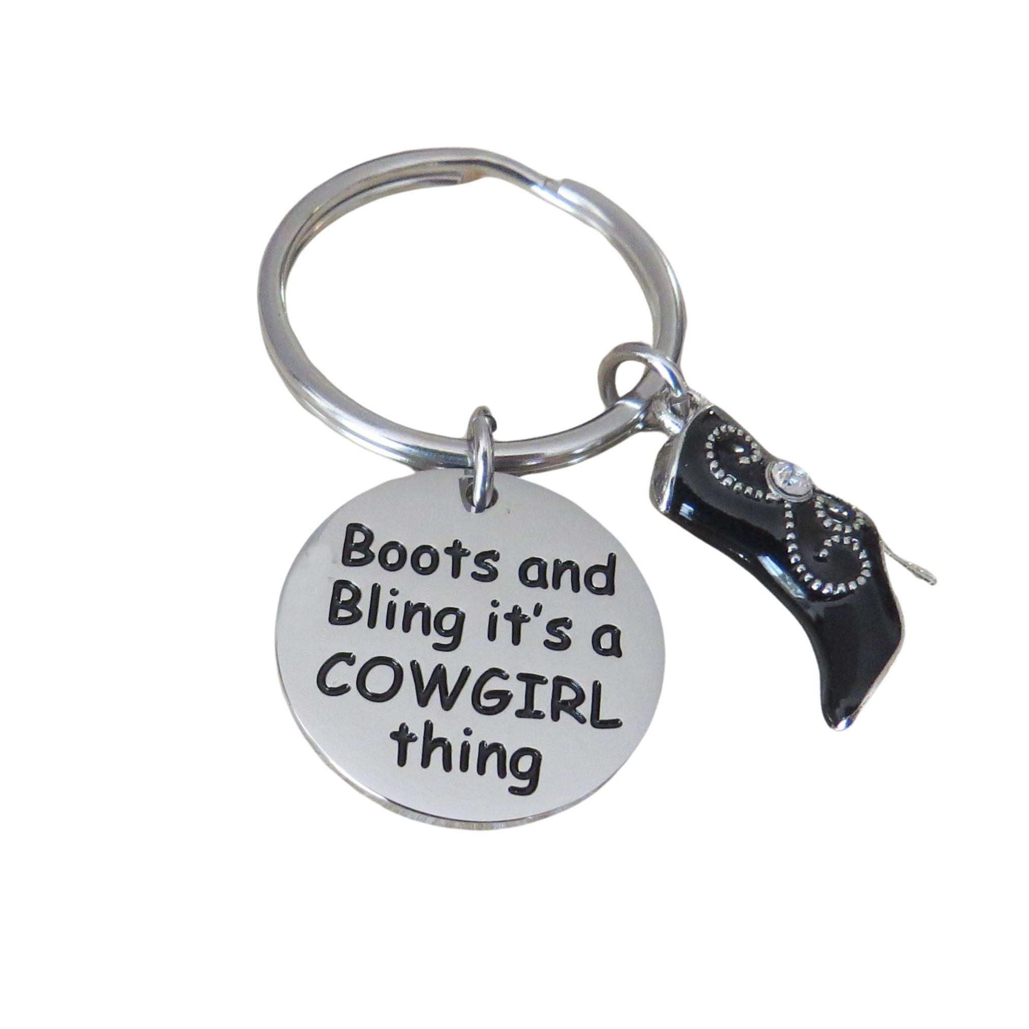 Boots and Bling It’s a Cowgirl Thing Stainless Steel Keychain with 3-D ...