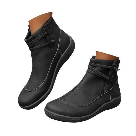 Boots for Women Arch Support Slip on Ankle Booties Non Heel Walking ...