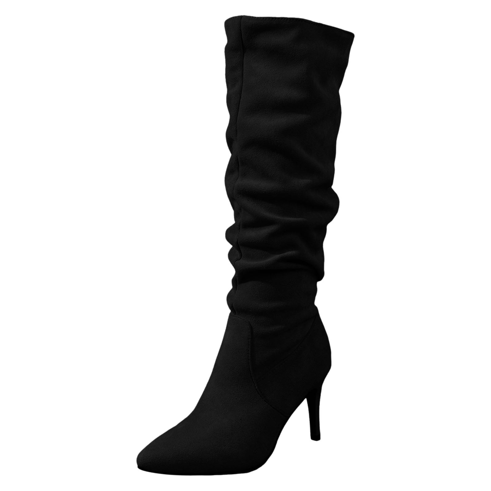 Boots for Women,Autumn Fashion Mid-Calf Boots with Plus Heel Slim ...
