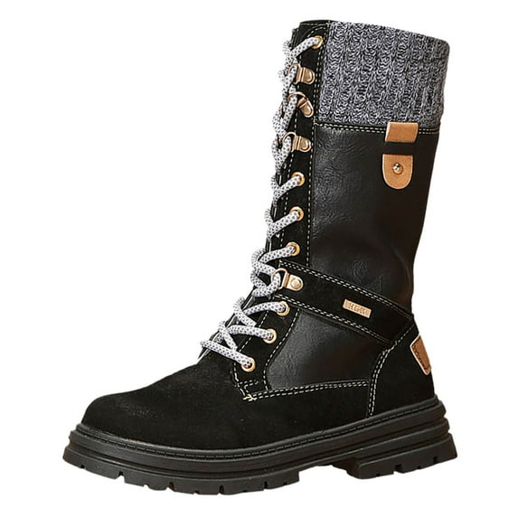 Boots for Women,Autumn Winter Fashion Lace Up Mid Calf Boots with Wool ...