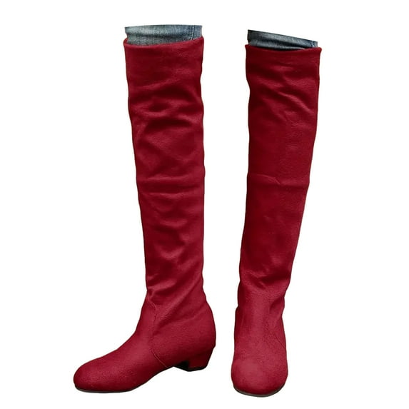 Boots for Women,Fashion Women On Solid Thick Sole Square Heels Flock ...