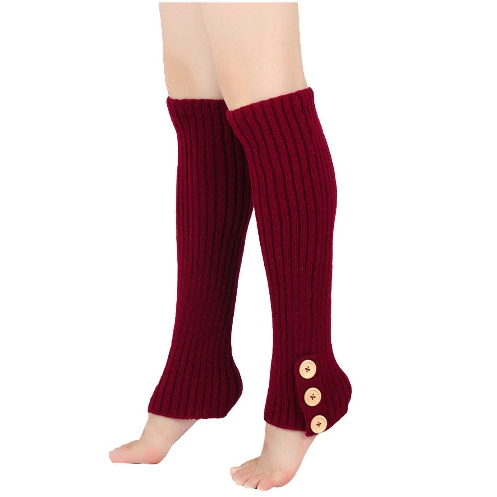 Boots for Women Warm Wool Socks Knitted Button Jacket Long Boot Covers ...