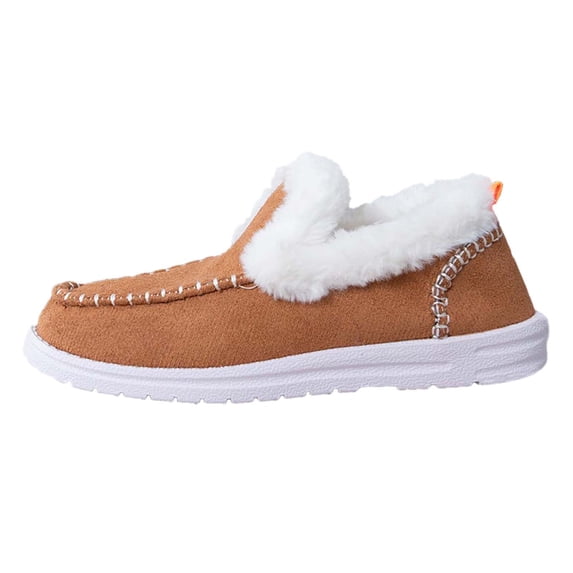 Boots for Women Winter Slip on Snow Boots Fluffy Booties with Faux ...