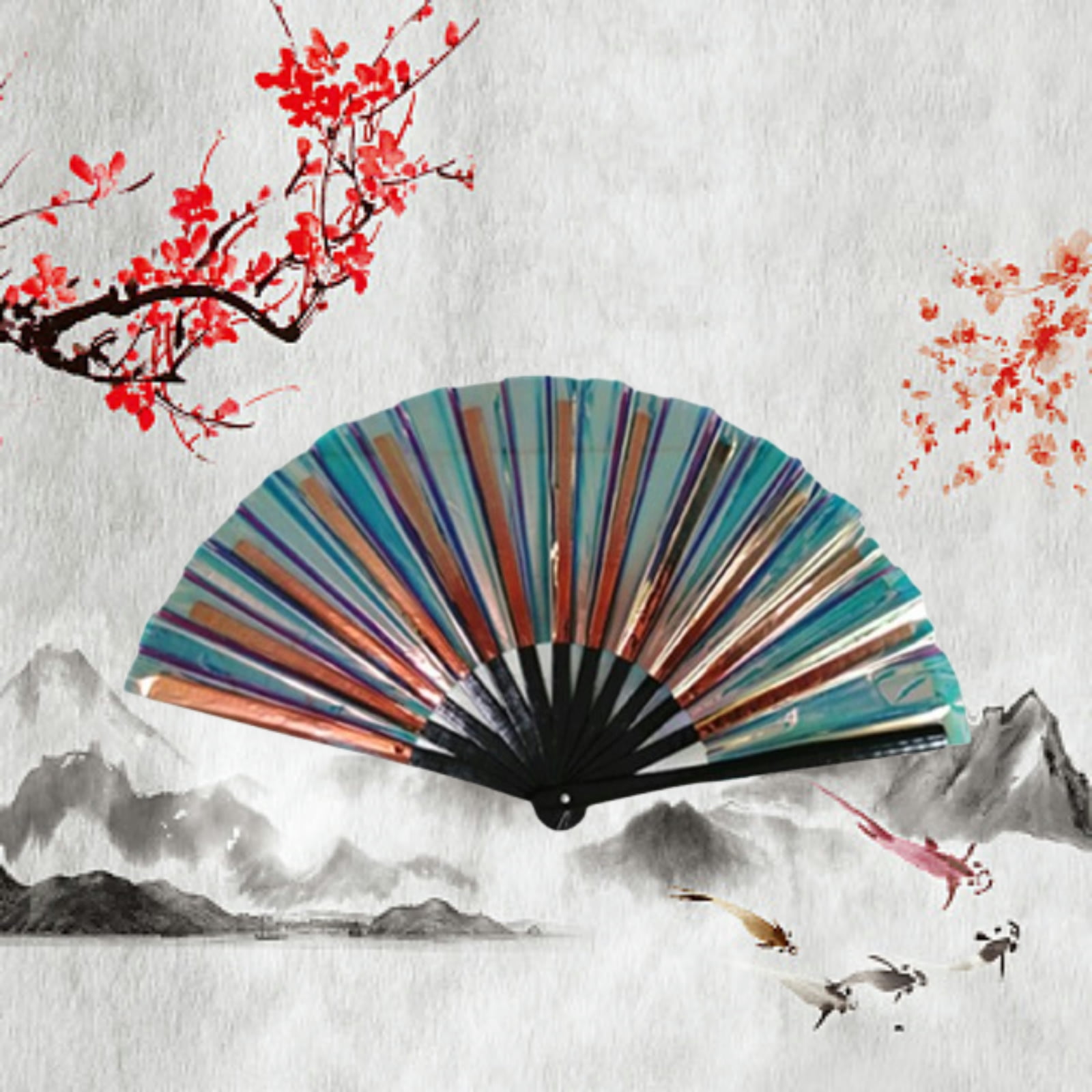 Boots on the Ground Fan, 2025 Holographic Wedding Fan, Laser Colors ...