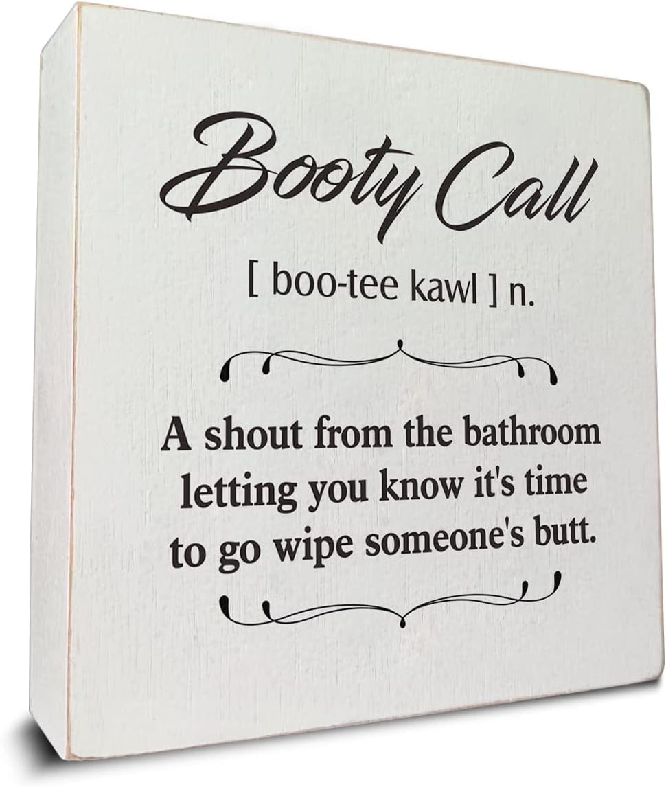 Booty Call Definition Wooden Box Sign Desk Decor for Farmhouse Restroom ...