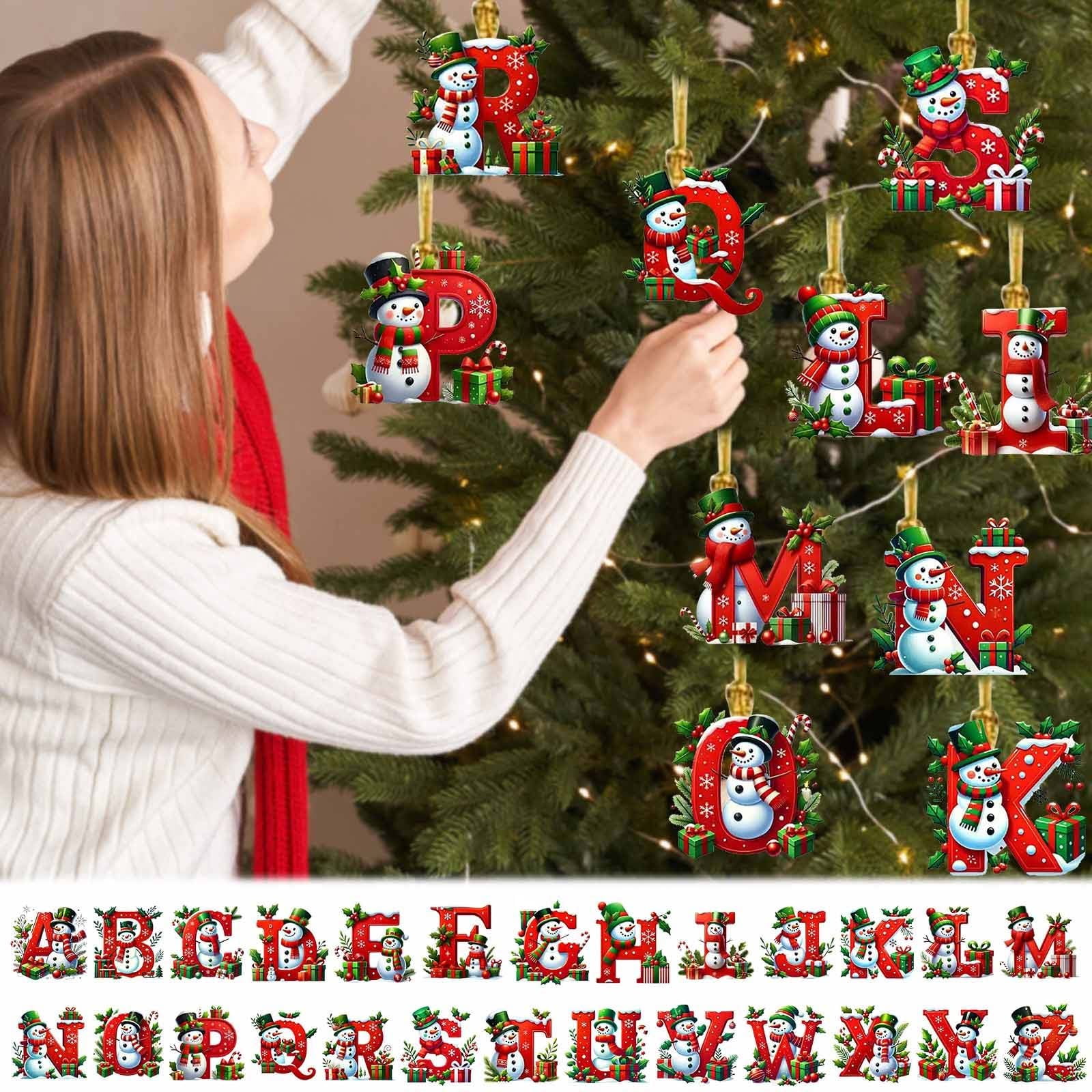 Boovnll 26 Letter Ornaments, Personalized Snowman Acrylic Christmas ...