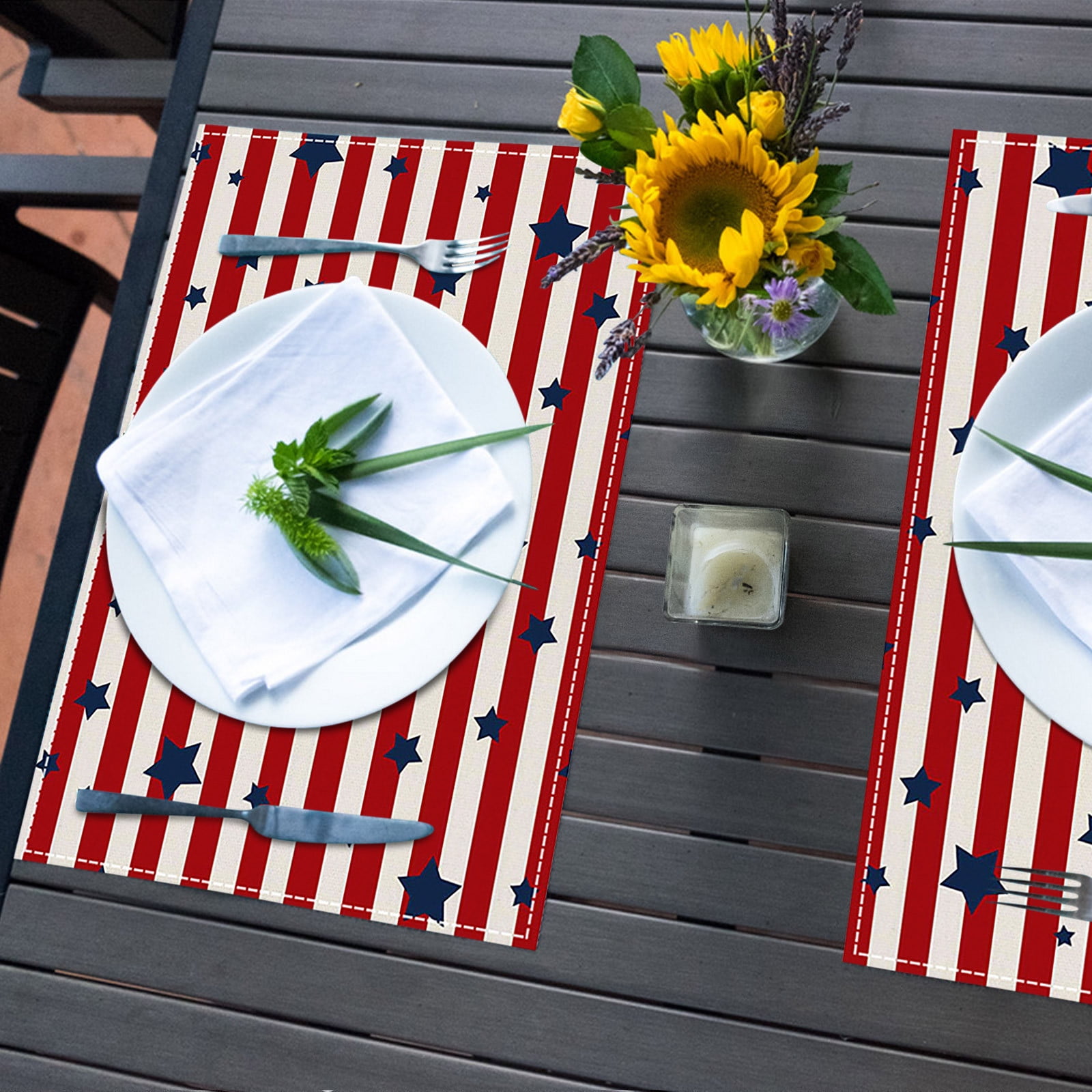 Boovnll 4th of July Placemats, 12x18" Red Blue Stars Stripe Flag ...