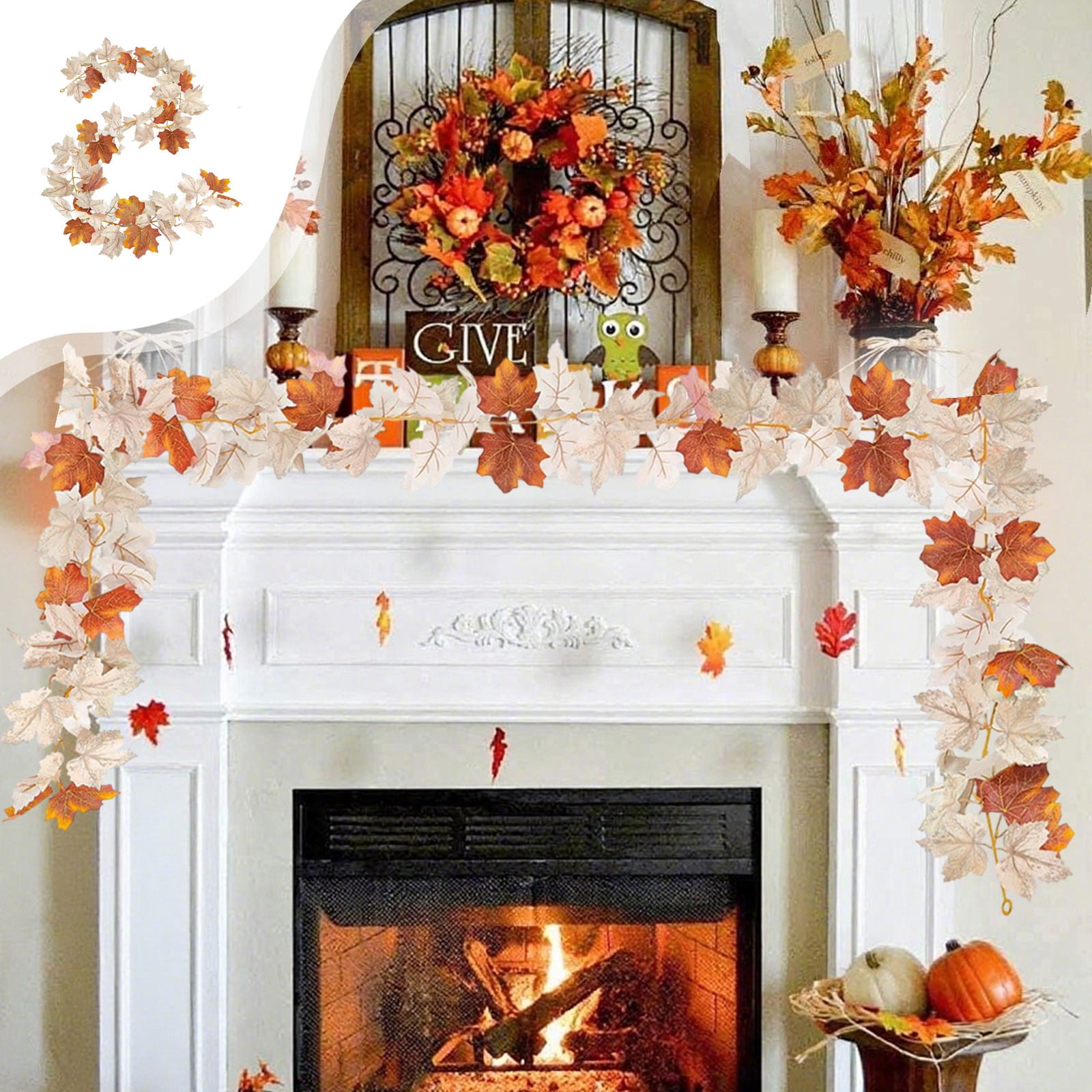 Boovnll 5.8Ft Fall Garland, Artificial Maple Leaves Garlands Hanging ...