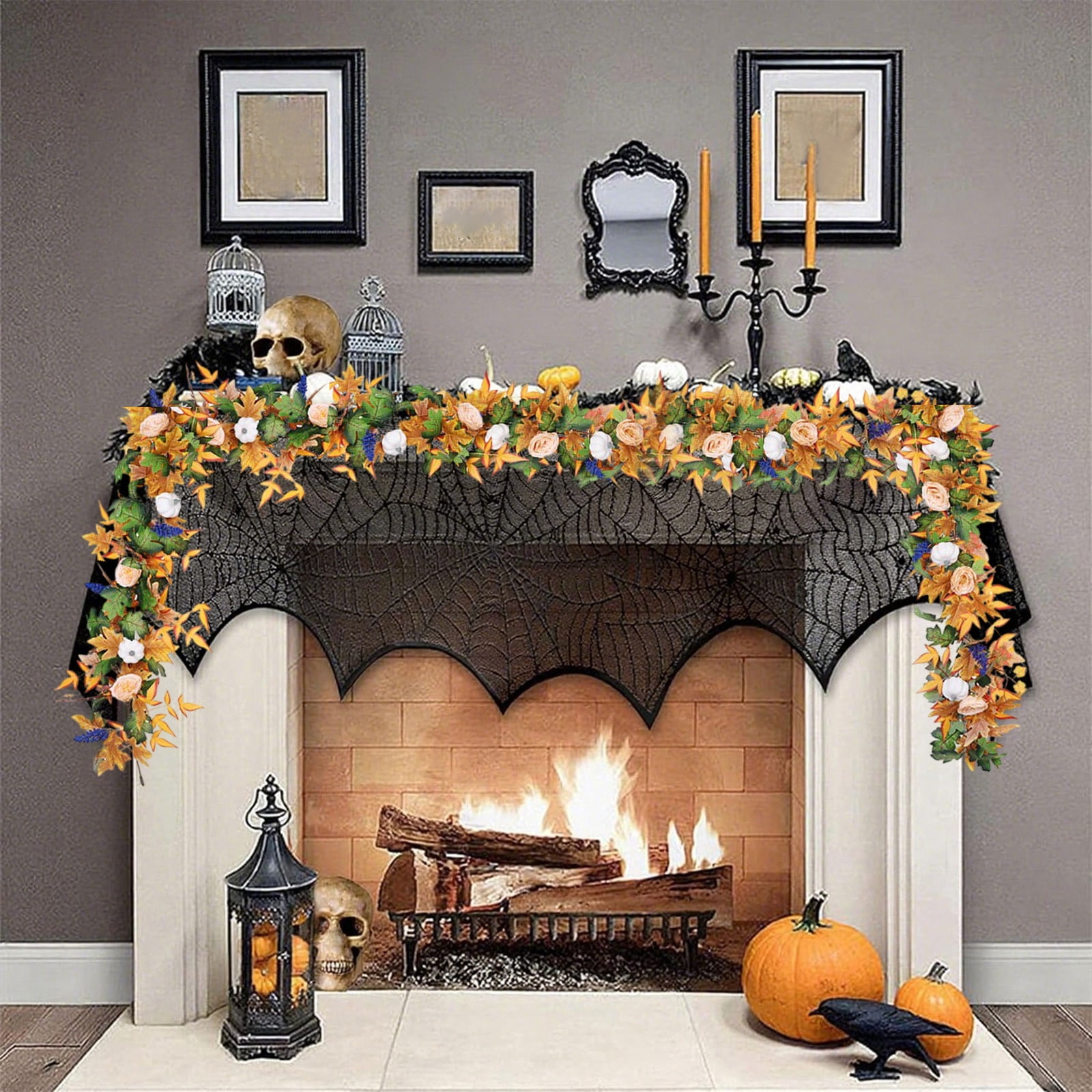 Boovnll 6.6Ft Fall Garland, Artificial Maple Leaves Pumpkin Garlands ...