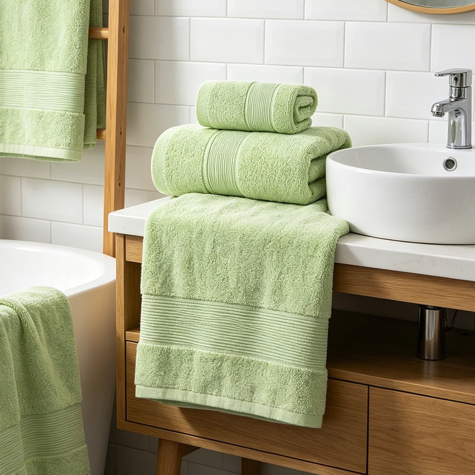 Boovnll Bath Towels Set of 3, Super Absorbent & Soft Solid Color Hand ...