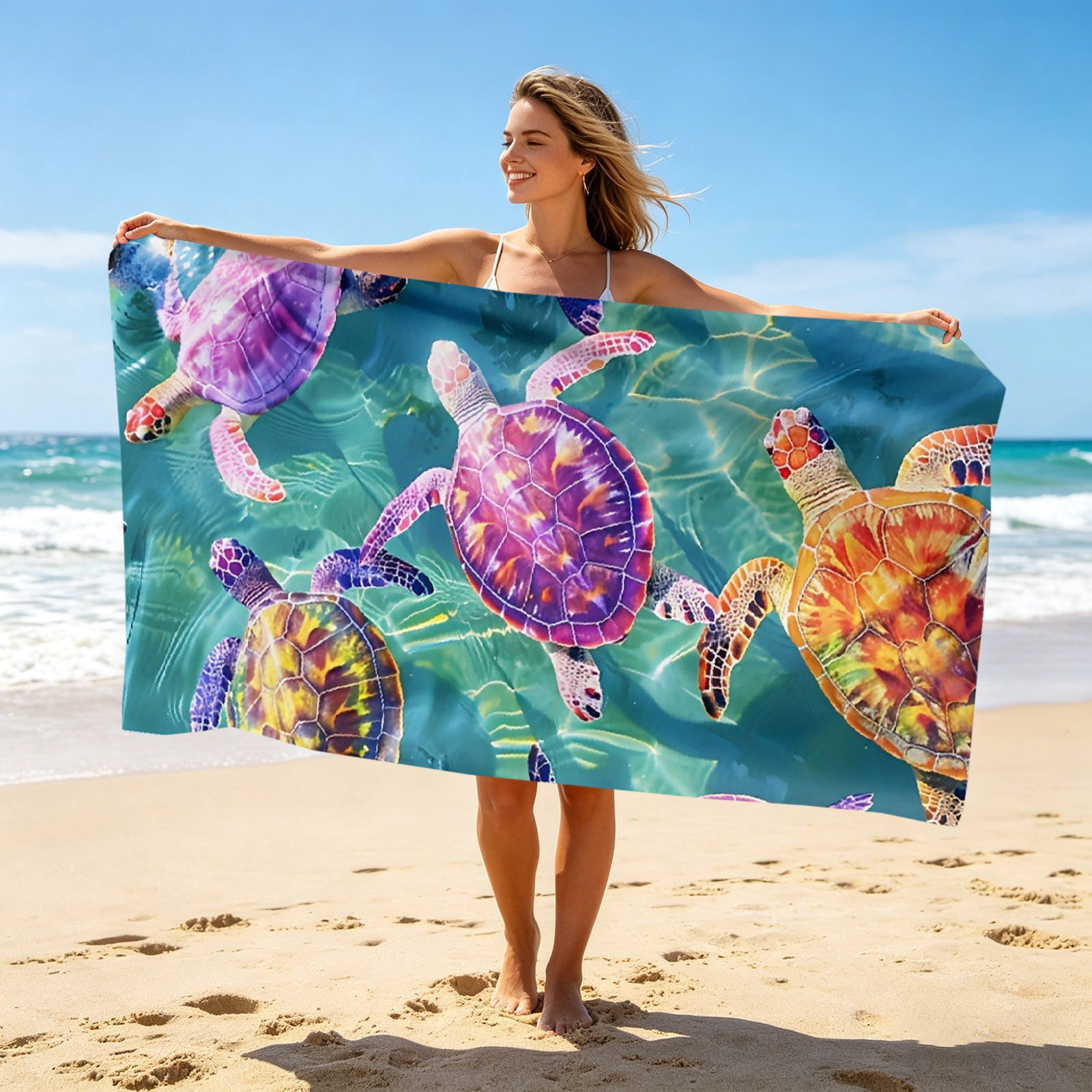 Boovnll Beach Towel 29x59" Extra Large Microfiber Lightweight Oversized ...