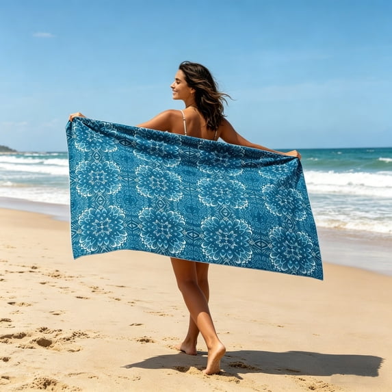 Boovnll Beach Towel 32x63" Extra Large Microfiber Lightweight Oversized ...
