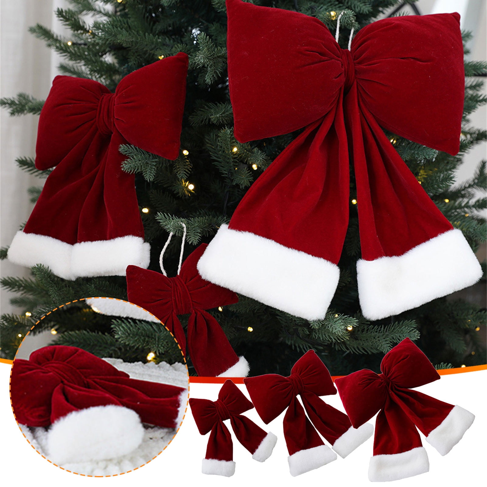 Boovnll Christmas Bows, 11x12" Large Sequins Christmas Tree Topper Bows ...