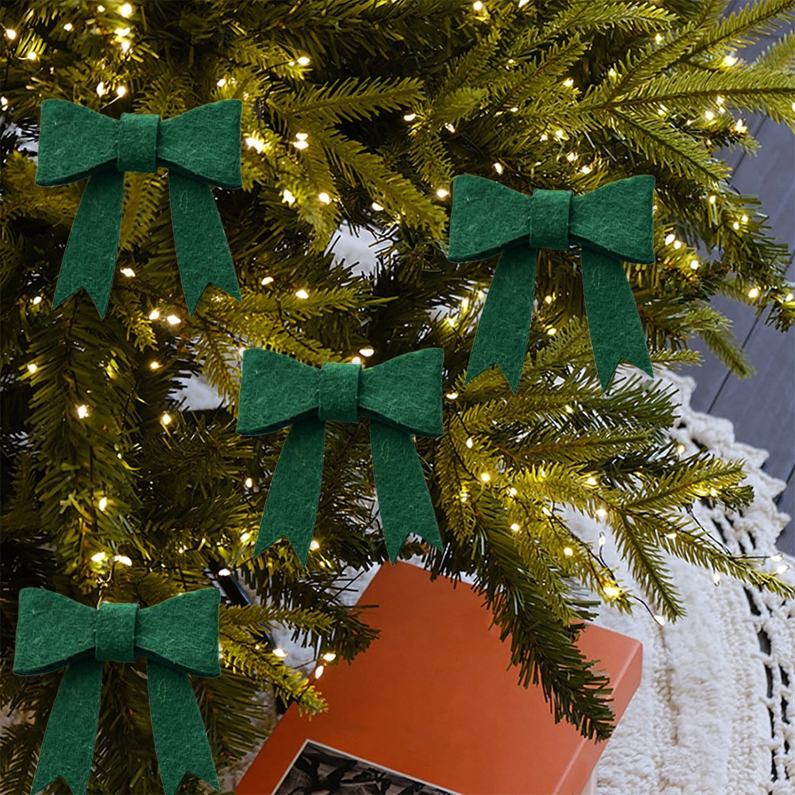 Boovnll Christmas Bows, 4Pcs Large Felt Christmas Tree Bows Ornaments ...