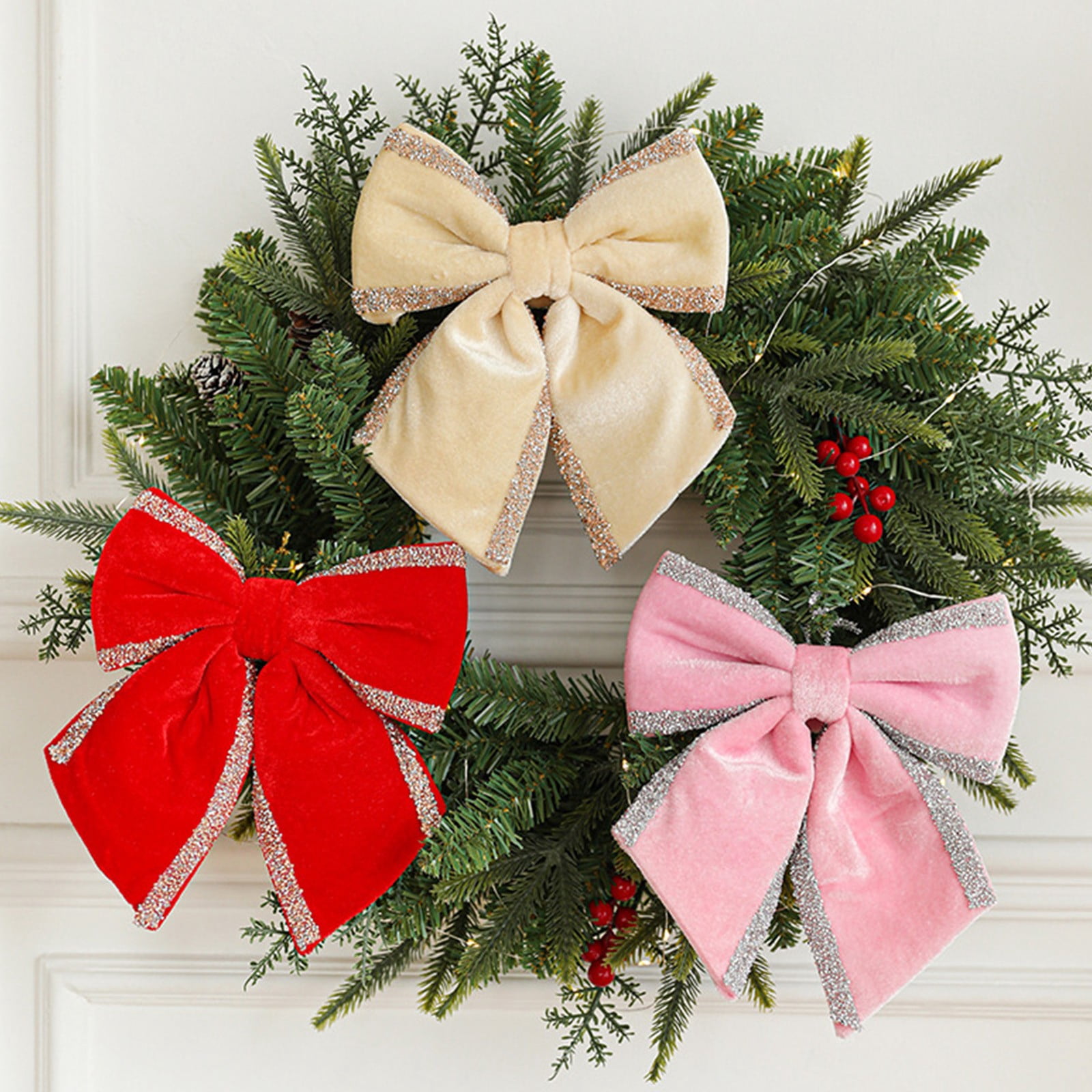 Boovnll Christmas Bows, 9x9" Large Velvet Christmas Tree Topper Bows ...