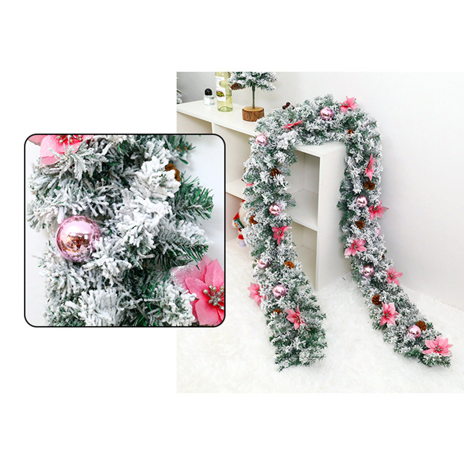 Boovnll Christmas Garland, 8.9FT Artificial Garlands with Pinecones ...