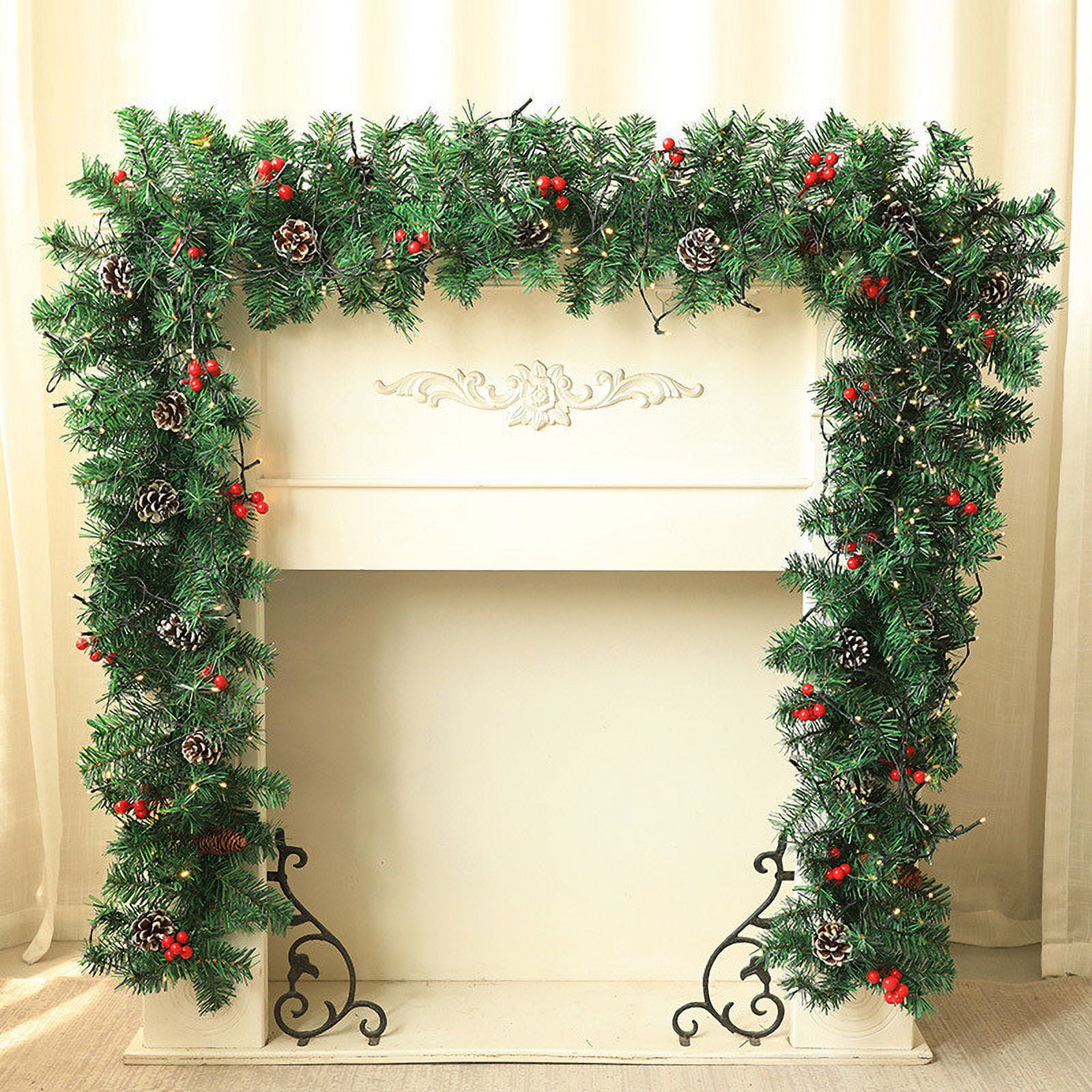 Boovnll Christmas Garland, 8.9FT Realistic Artificial Garlands Green ...