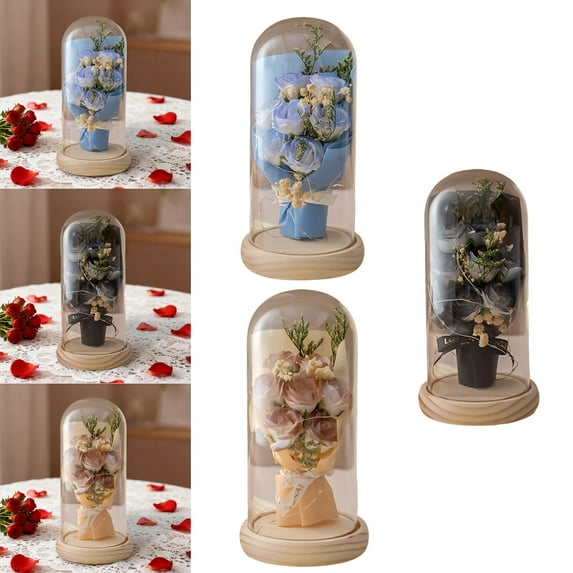 Boovnll Glass Rose, Colorful Silk Rose in Glass Dome with LED Lights ...