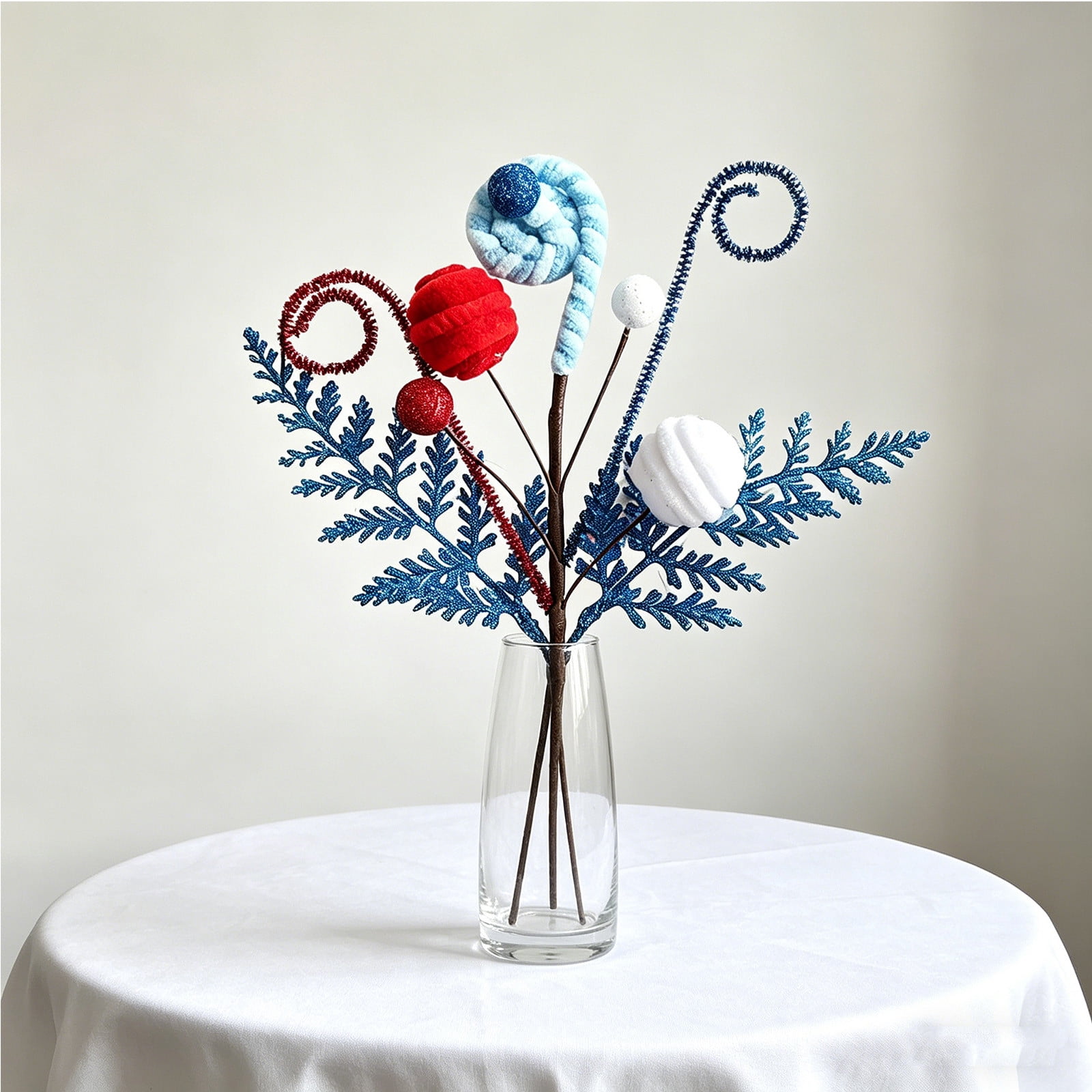Boovnll Patriotic Berry Stems, Artificial White Blue Red Berry Stems ...