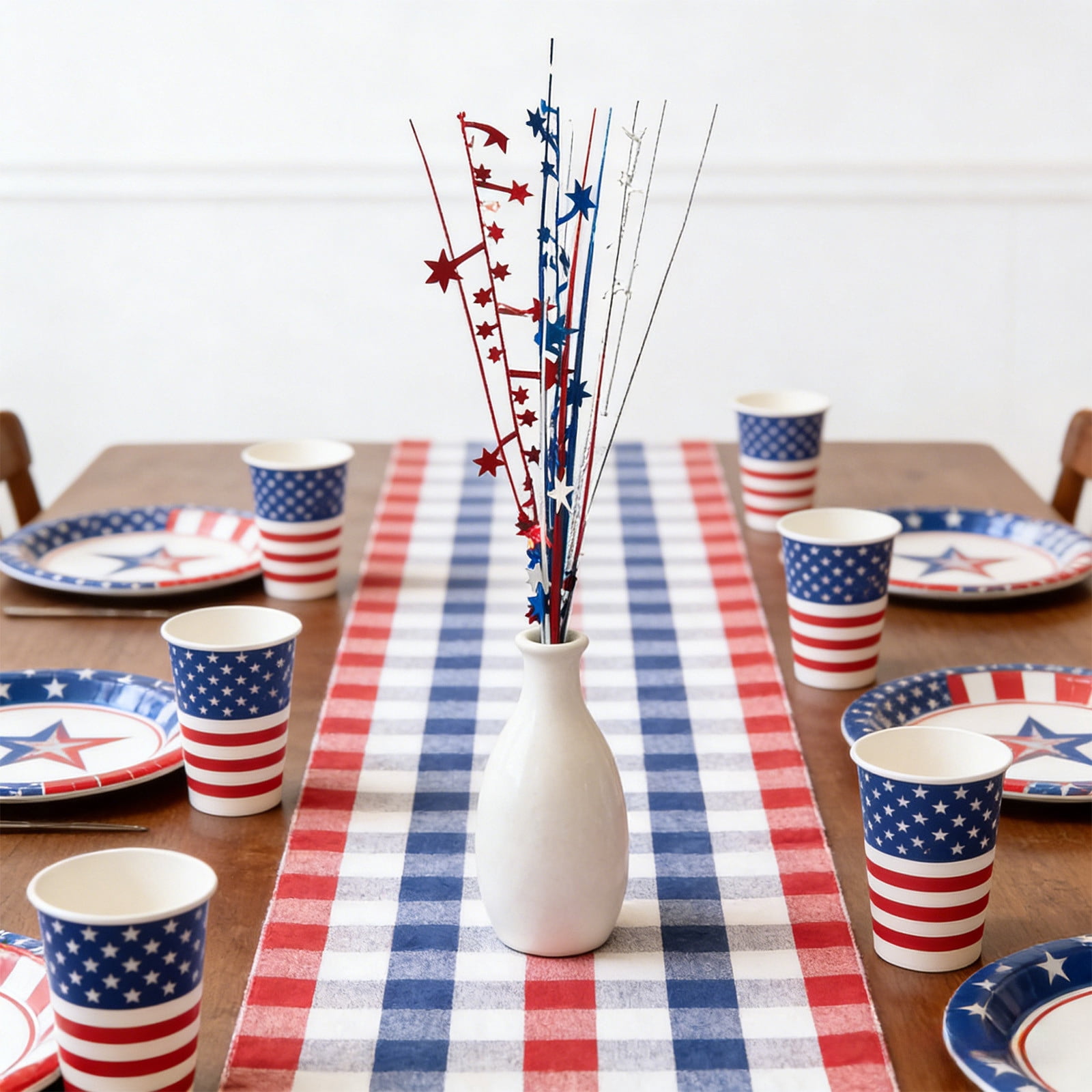 Boovnll Patriotic Berry Stems, Artificial White Blue Red Berry Stems ...