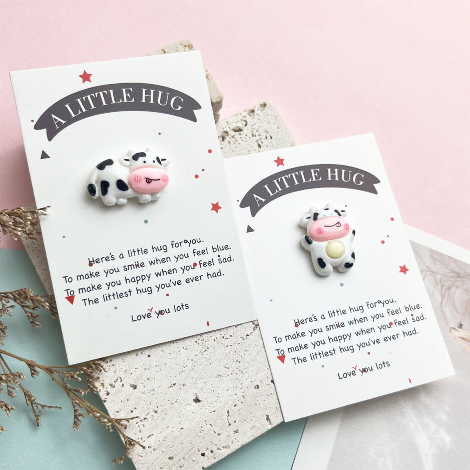 Boovnll Pocket Hug Cards with Cute Mini Cow DIY Inspirational Keepsake ...