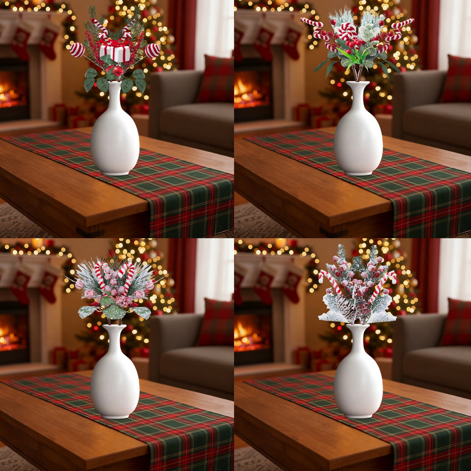 Boovnll Red Berry Stems, 11" Real Touch Artificial Berries Candies Christmas Greenery Stems for ...