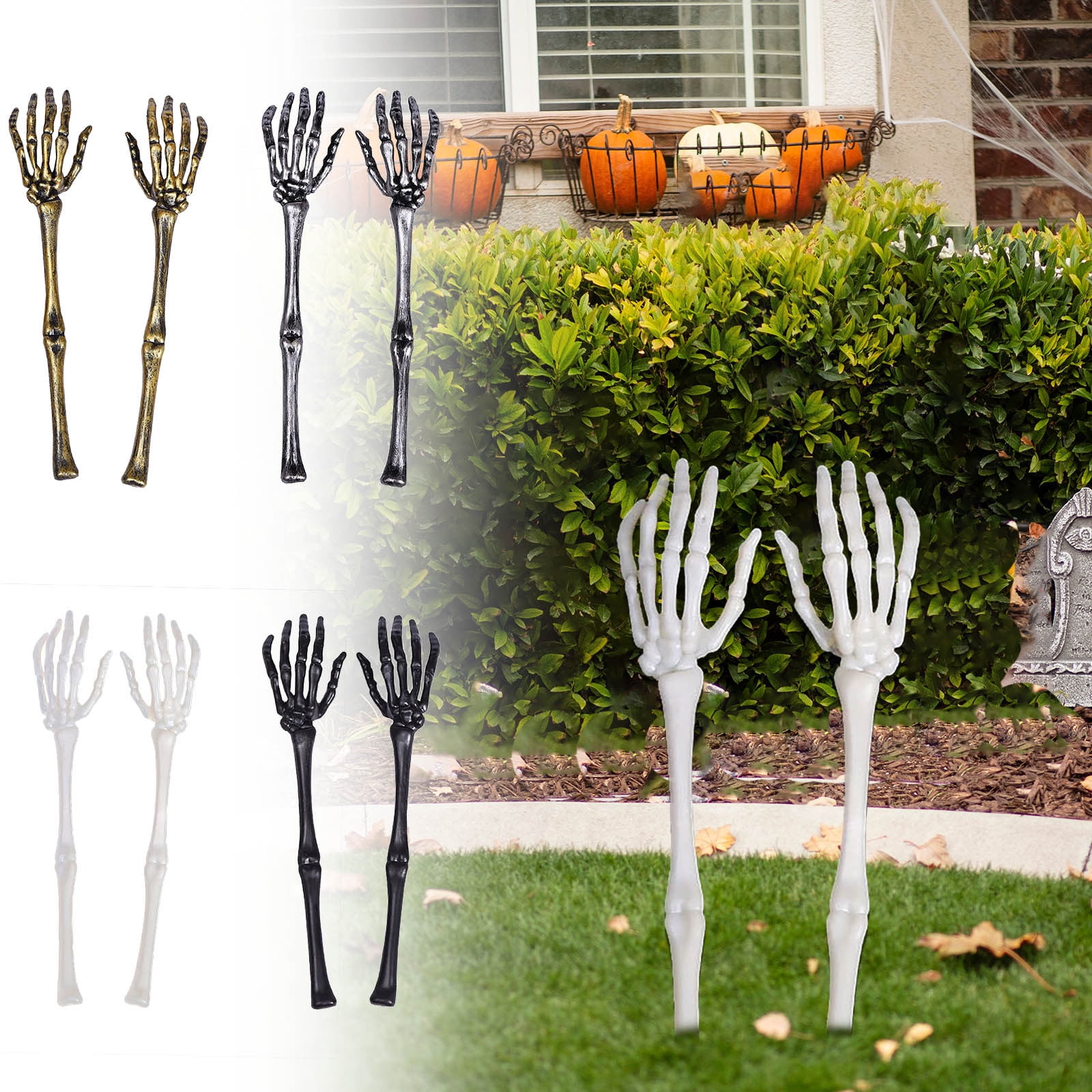 Boovnll Skeleton Hands Arms 2Pcs 12.6" Realistic Plastic Scary Skeleton ...